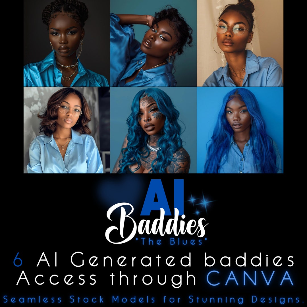 AI Baddies 3 the Blues AI Generated Stock Models Pack of 6 Beauty and ...