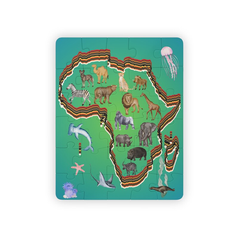 African Continent Puzzle With Animals, Educative Montessori Map Puzzle ...