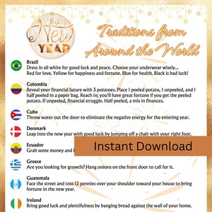 New Year's Eve Traditions, Downloadable New Year's Rituals, Printable ...