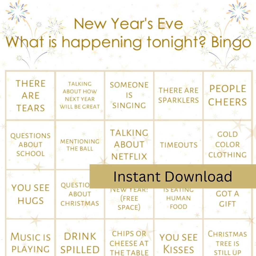 New Year's Eve Bingo, Downloadable New Year's Game, Printable New Years ...