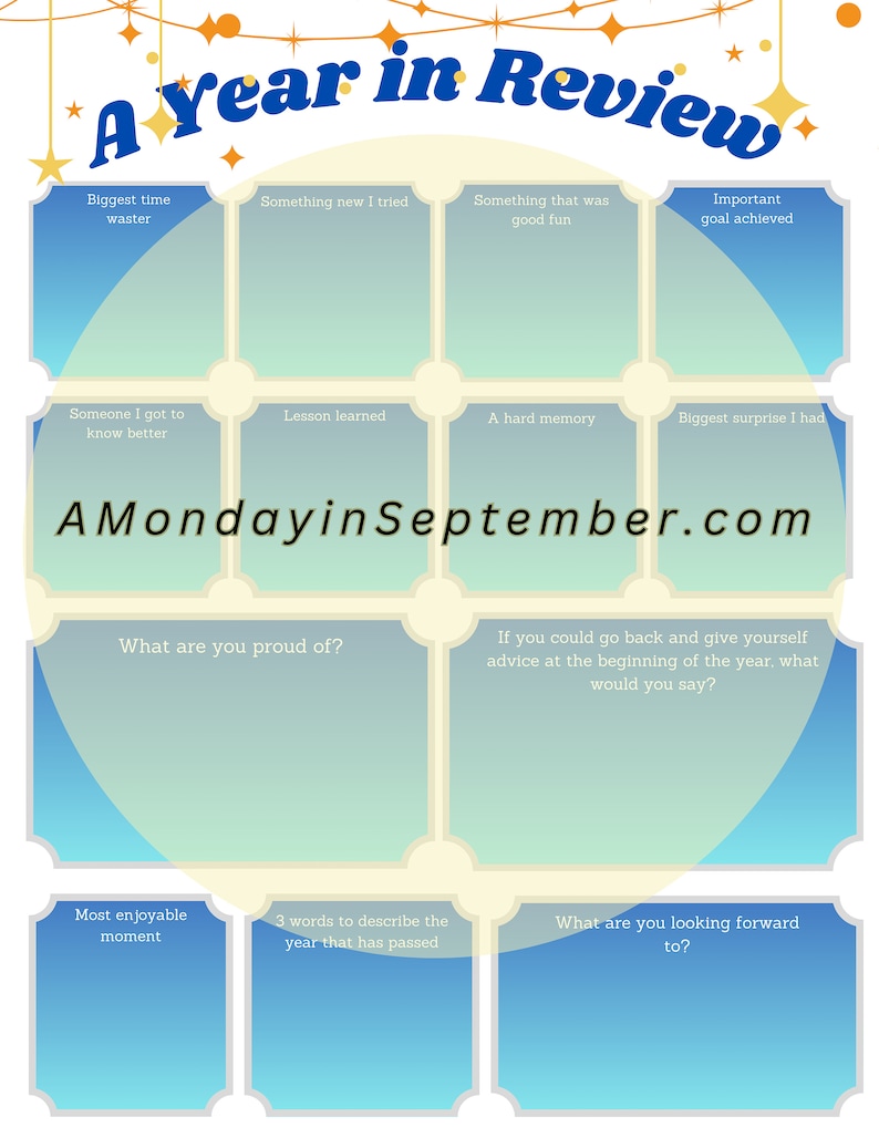 Year in Review Printable Activity Sheet, New Year's Eve Journal ...