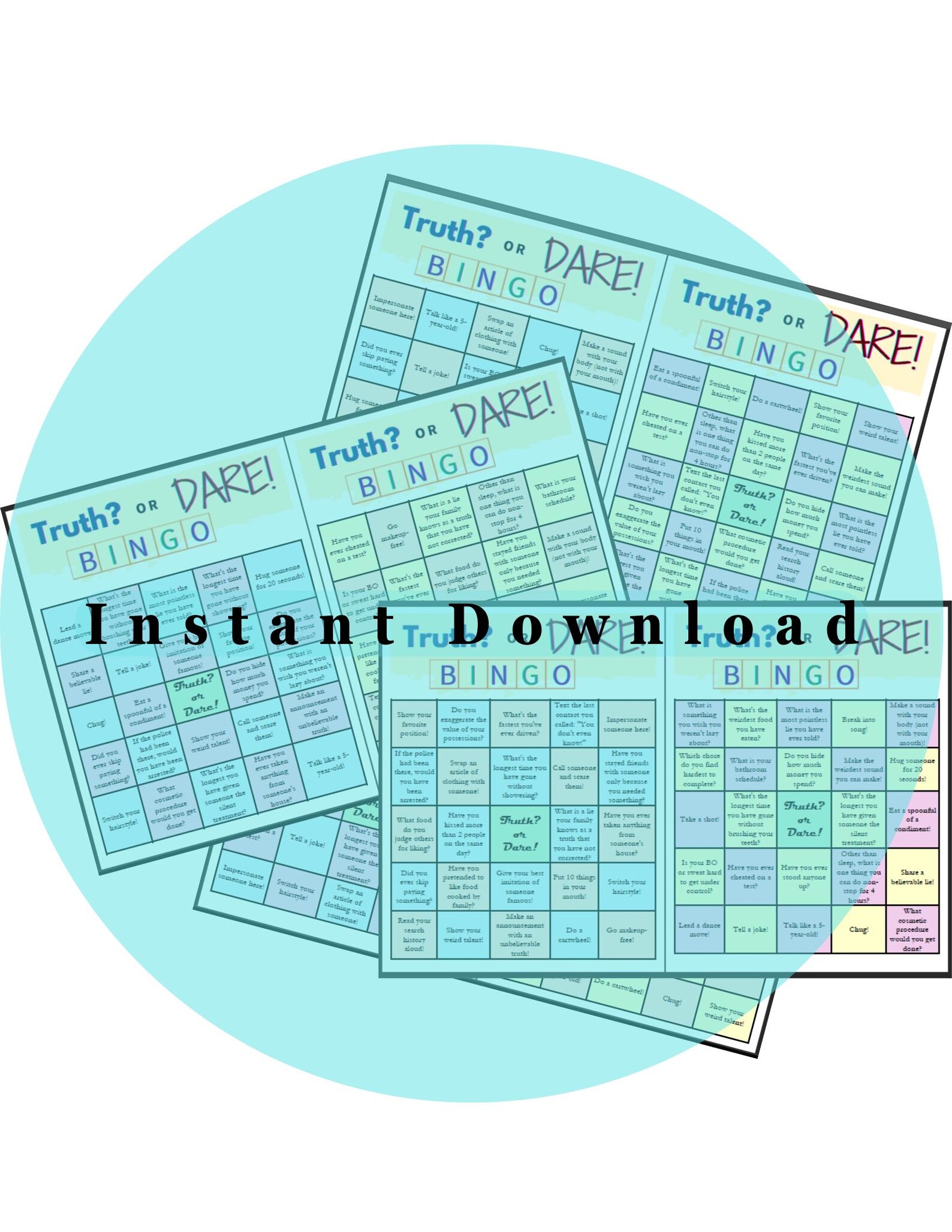 Truth or Dare Game / Bingo Cards for Truth or Dare Game / DIY Cheap ...