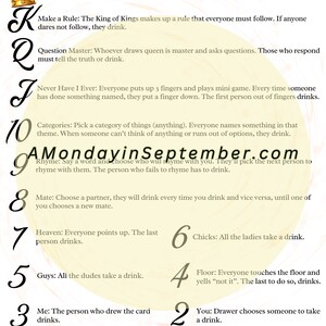Kings Drinking Game Rules, Friends Birthday Party Drinking Game, Girls ...