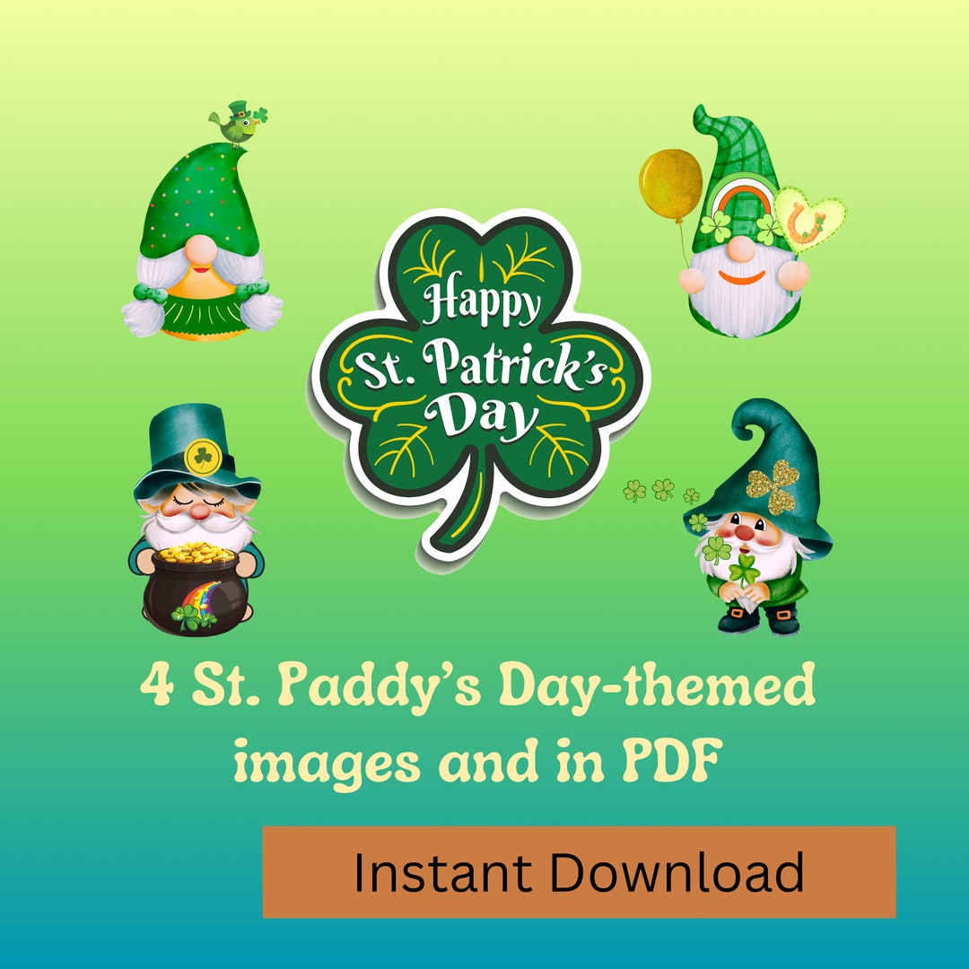 Gnome Images St Patrick PNG Bundle, Cute Fun Stpatricks Day Gnomes ...