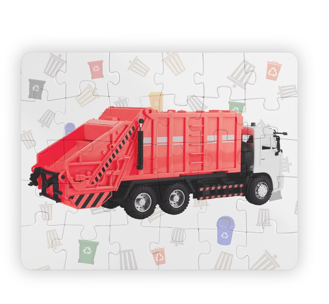 Red Garbage Truck Puzzle, Trash Garbage Truck Toddler, Kids Garbage ...