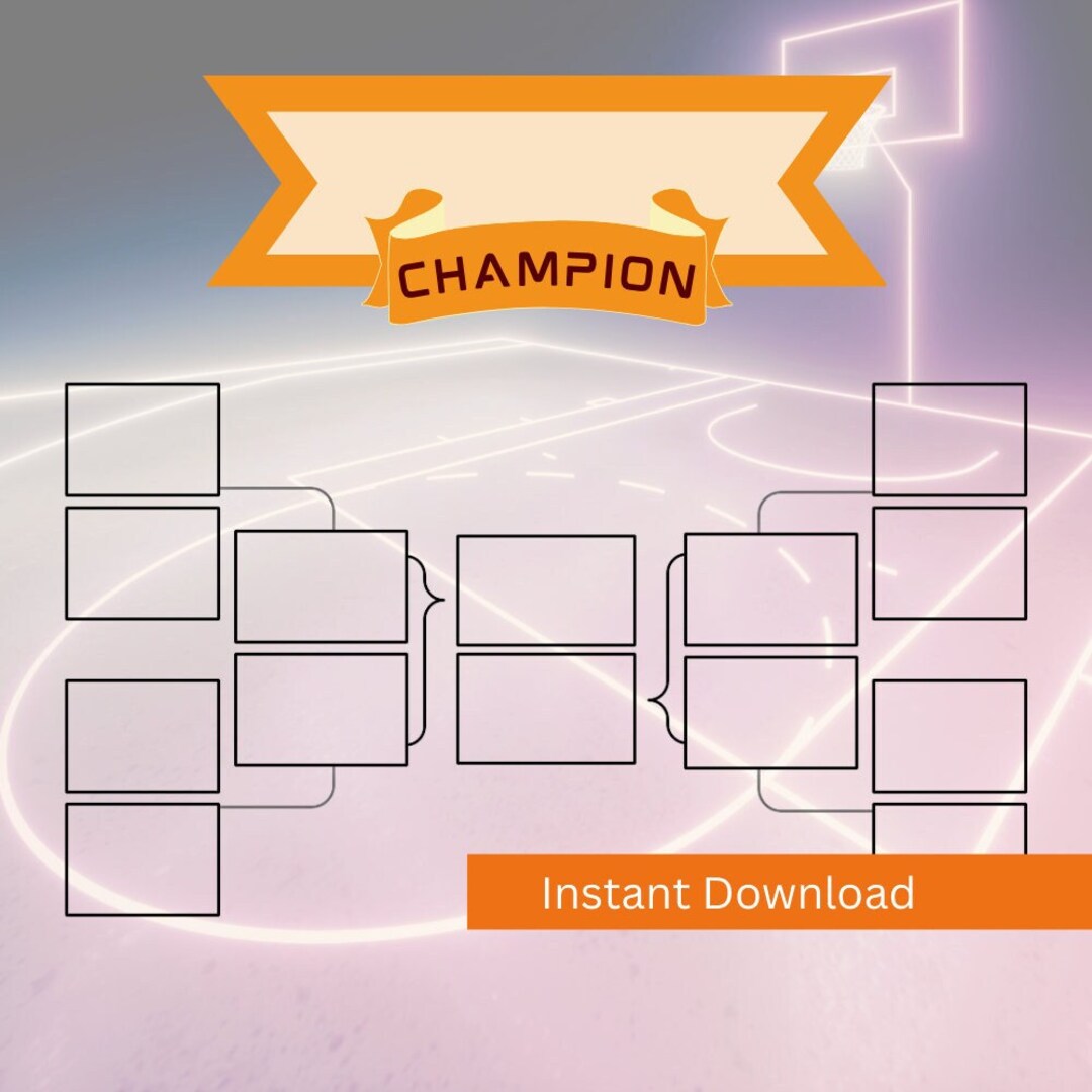 Basketball Bracket Sheet, Printable Sports Bracket, Downloadable ...
