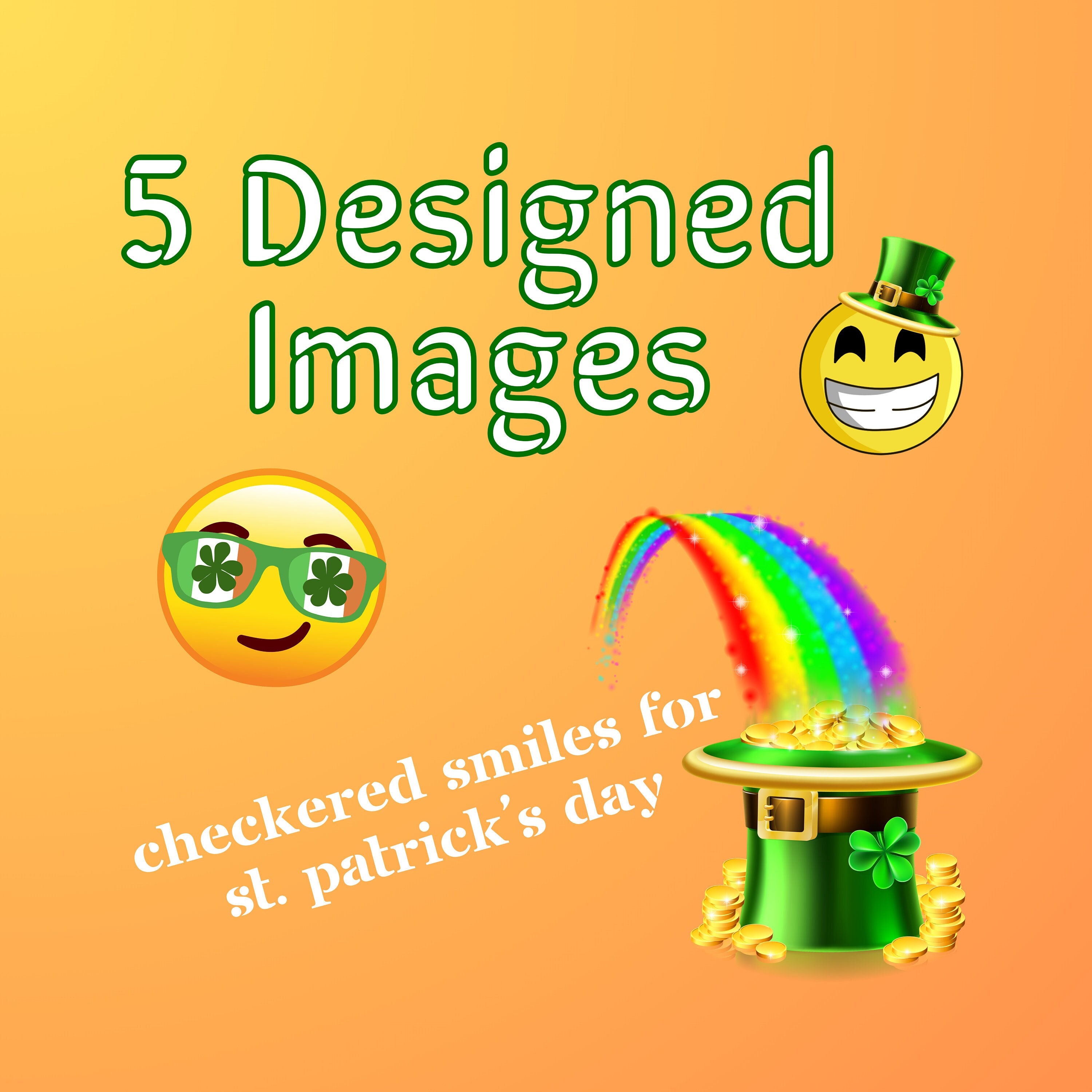 Checkered Smiley St Patrick PNG Bundle, Groovey Retro Stpatricks Day ...