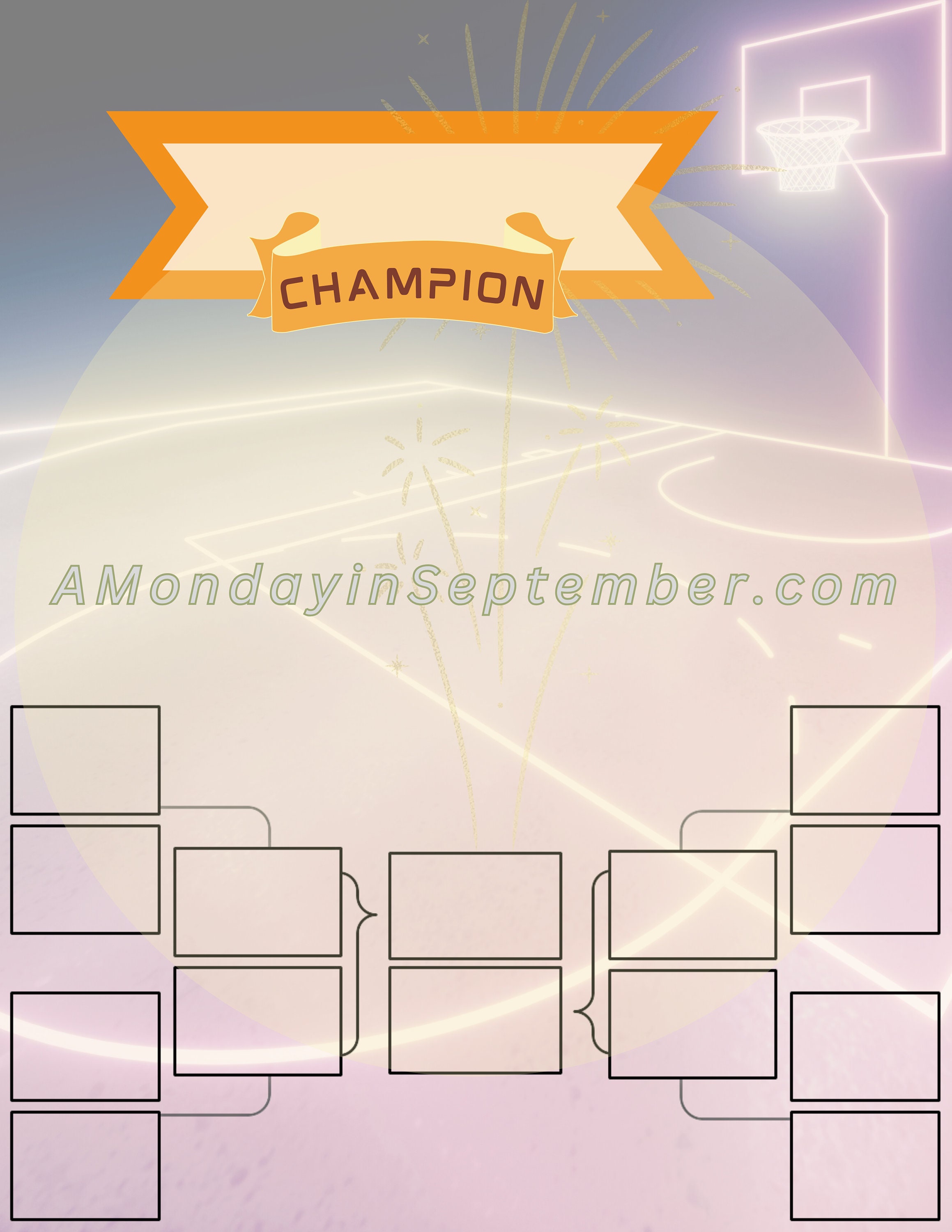 Basketball Bracket Sheet, Printable Sports Bracket, Downloadable ...