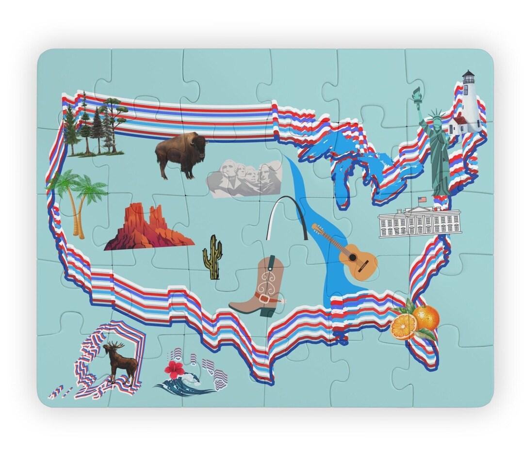 USA Map Puzzle, Map Puzzle Montessori, US America Map Puzzle, Kids ...