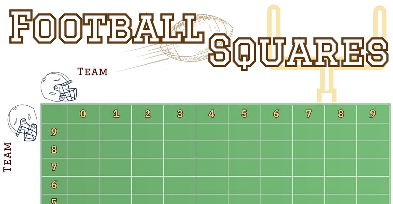 Football Squares, Printable Big Game Squares, Downloadable Football ...
