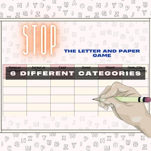 STOP Game / Editable Game for Kids / Word Games / Quiet Competition for ...