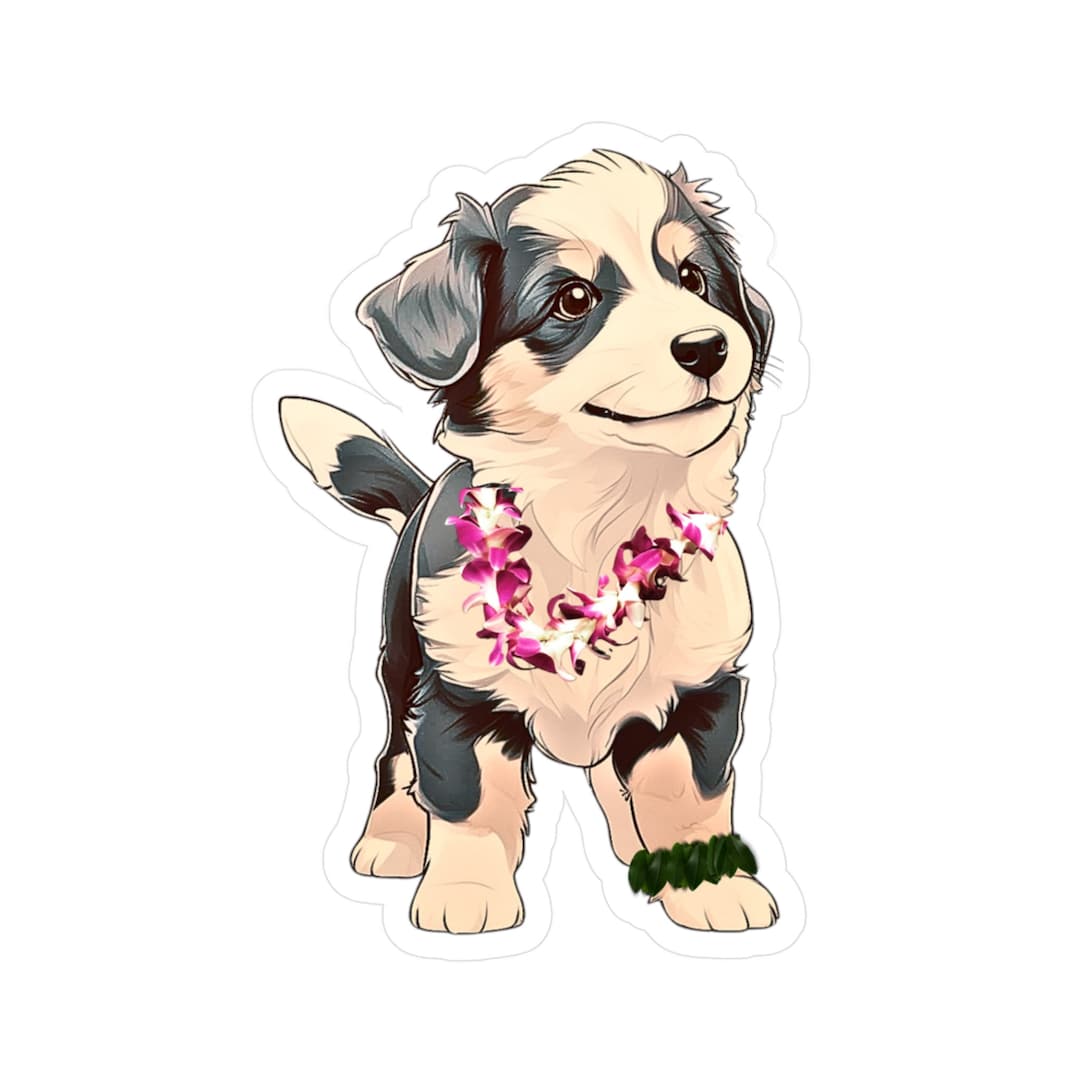 Aloha Dog, Kawaiiness Dog Sticker, Hawaii Dog, Bernadoodle Puppy Dog ...