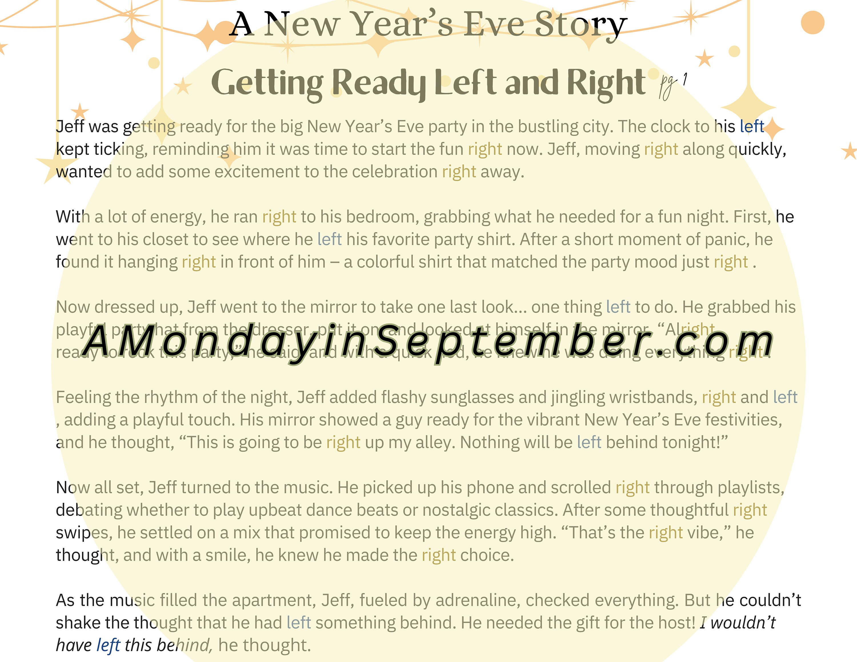 New Year's Eve Left Right Game, Downloadable New Year's Game, Printable ...