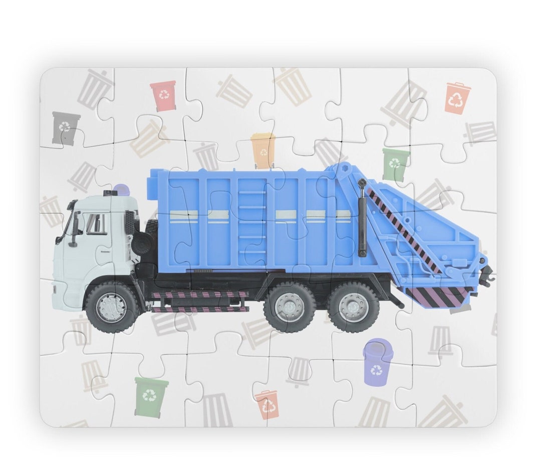 Blue Garbage Truck Puzzle, Trash Garbage Truck Toddler, Kids Garbage ...