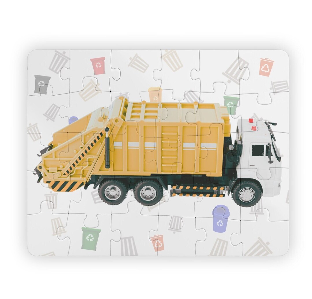 Yellow Garbage Truck Puzzle, Trash Garbage Truck Toddler, Kids Garbage ...