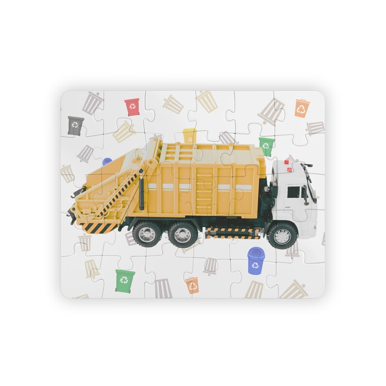 Yellow Garbage Truck Puzzle, Trash Garbage Truck Toddler, Kids Garbage ...