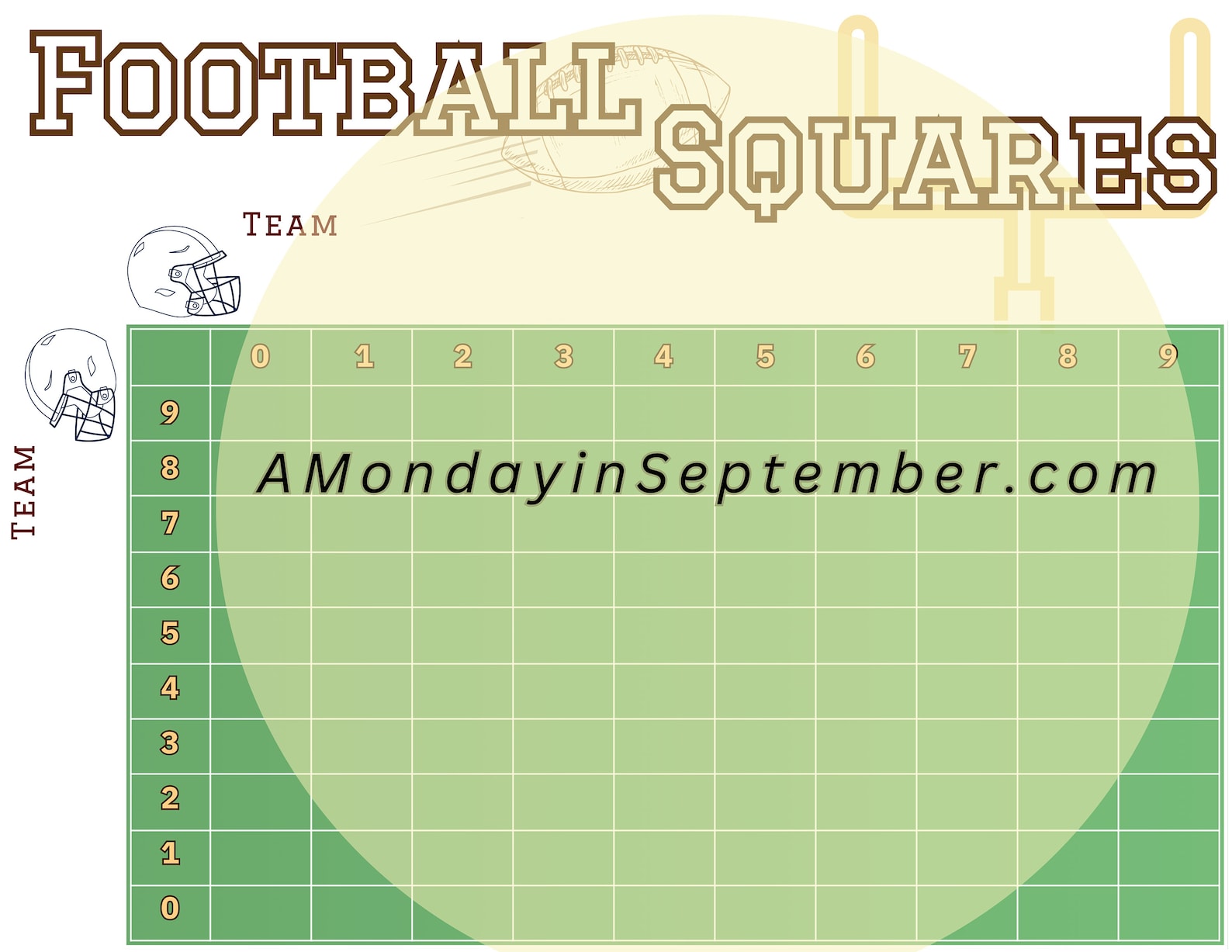 Football Squares, Printable Big Game Squares, Downloadable Football ...