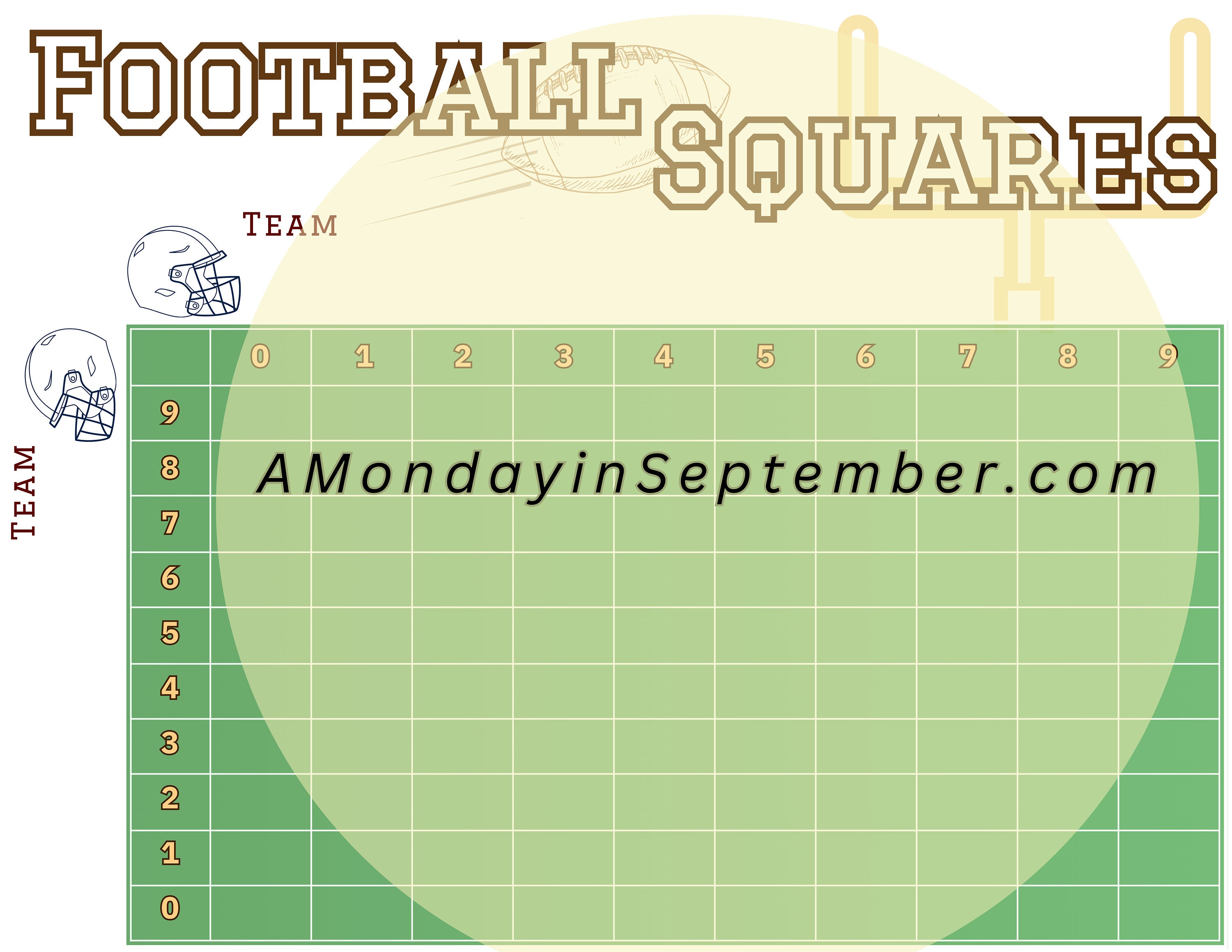 Football Squares, Printable Big Game Squares, Downloadable Football ...