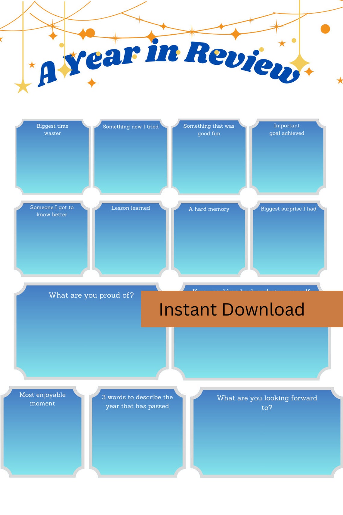 Year in Review Printable Activity Sheet, New Year's Eve Journal ...