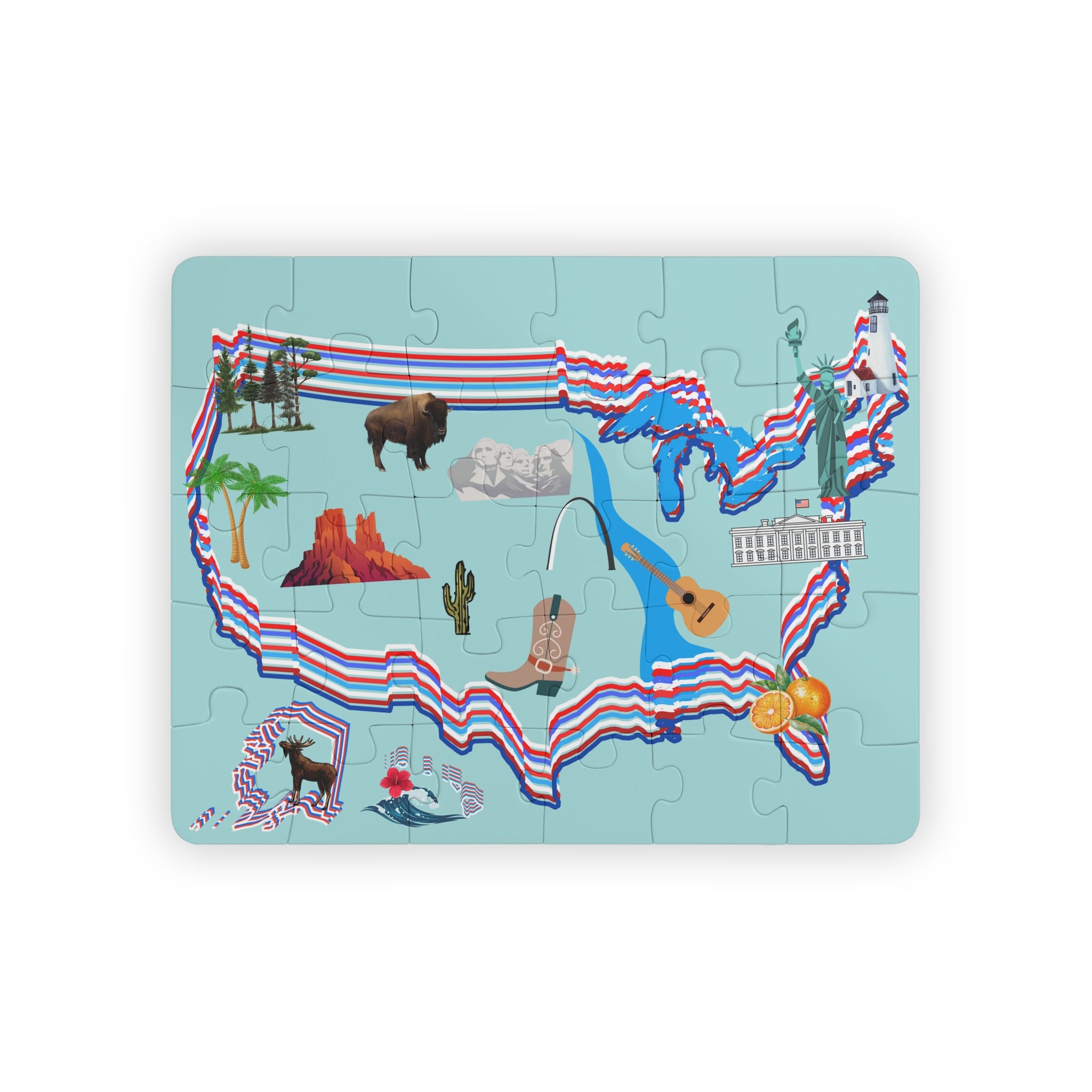 USA Map Puzzle, Map Puzzle Montessori, US America Map Puzzle, Kids ...