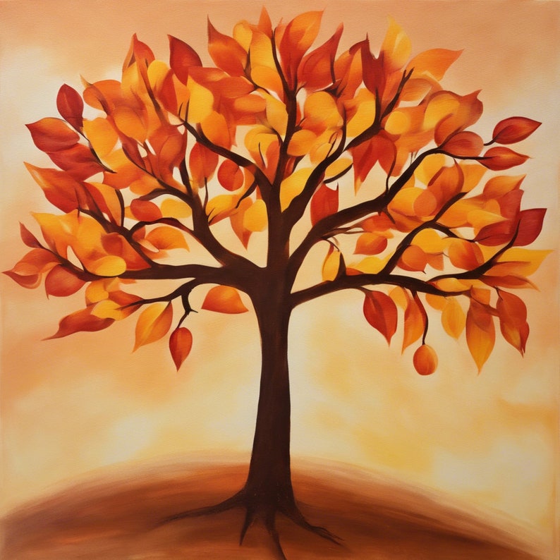 Fall Tree, Paint Party Template, Coloring Page, DIY Party Activity ...