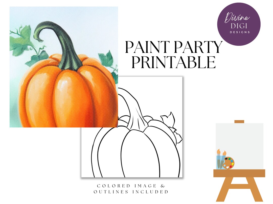 Pumpkin Paint Party Printable: DIY Canvas Art (PNG Digital Download) - Etsy