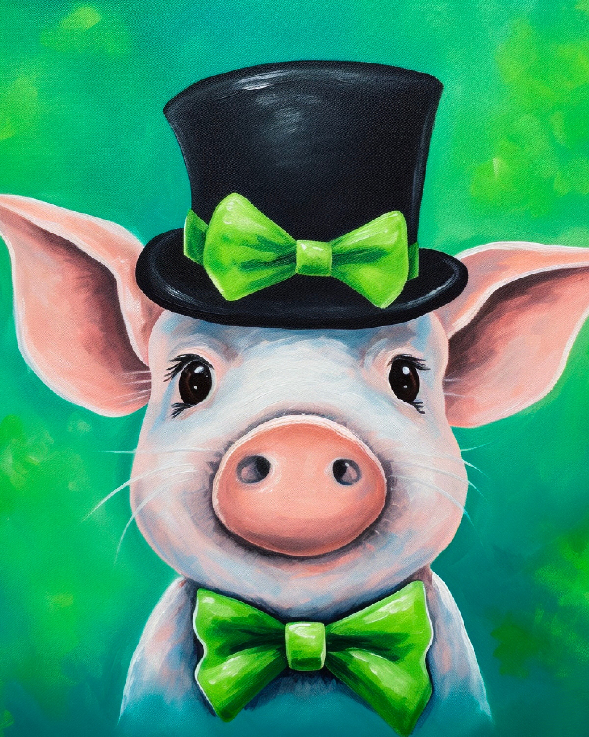 DIY Paint Party Printable, Pre-drawn Cute St Patrick's Day Pig ...