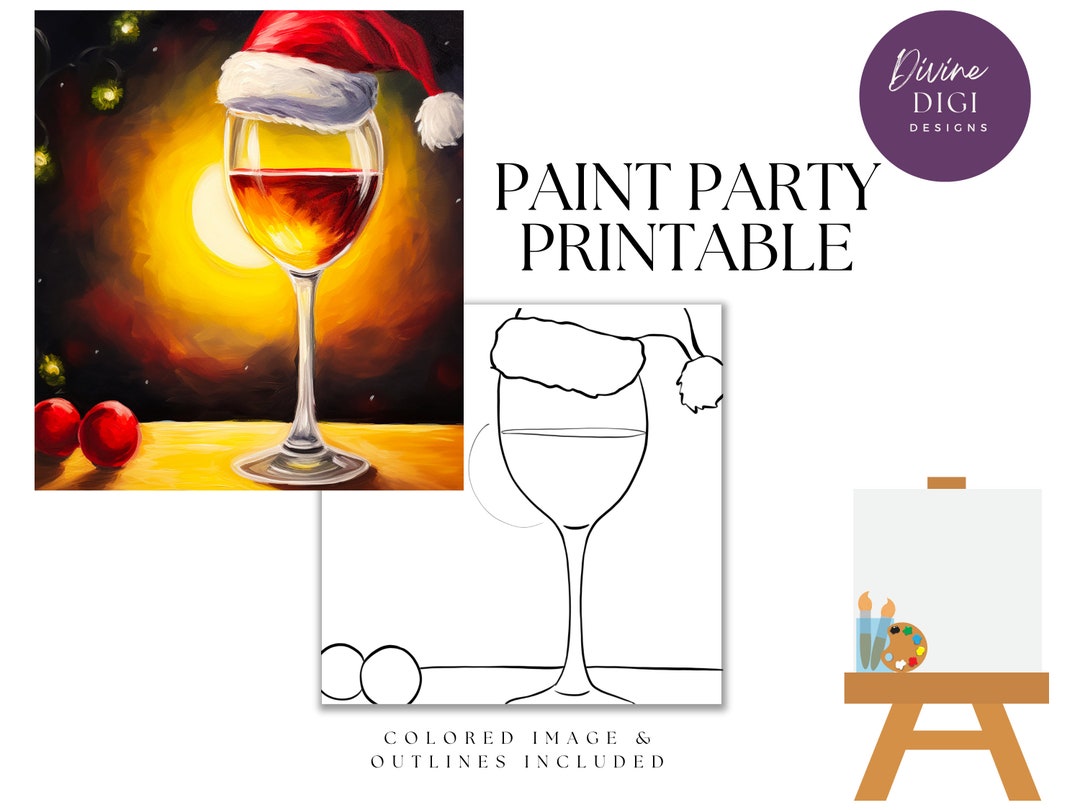 Nightcap, DIY Paint Party,printable, Pre Drawn Canvas, Instant Download ...