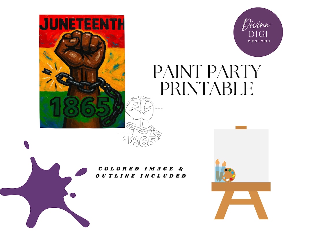 Juneteenth 1865 Power Fist Printable: DIY Canvas Art, Paint Party (PNG ...
