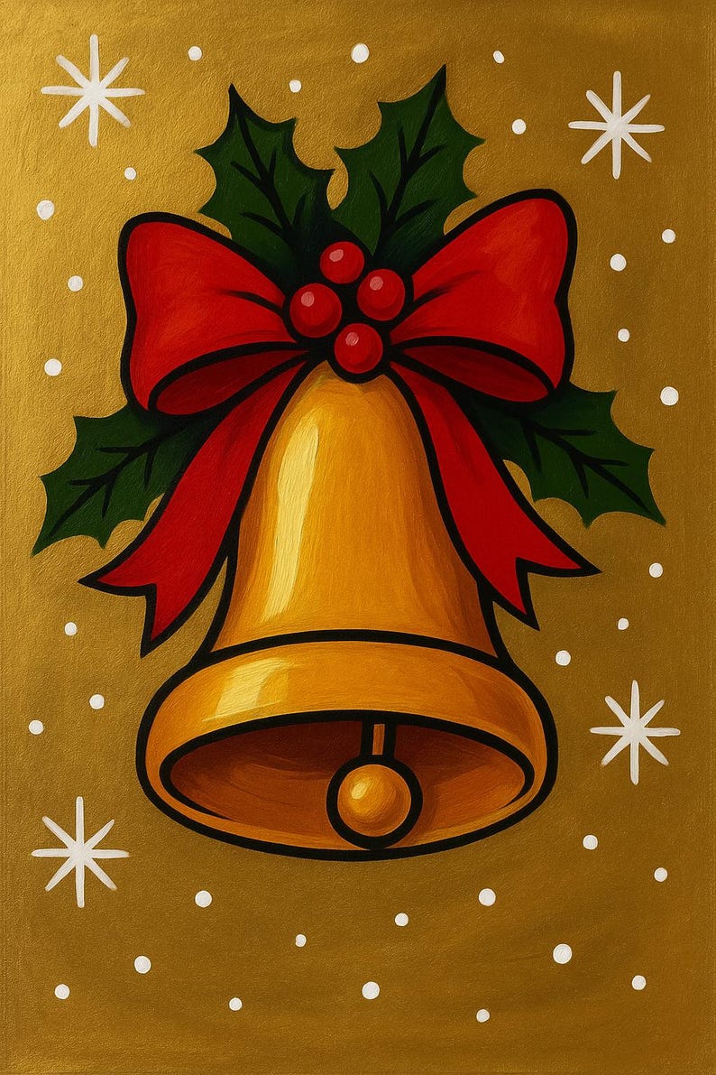 Christmas Bell Paint Party Printable: DIY Canvas Art (digital Download ...