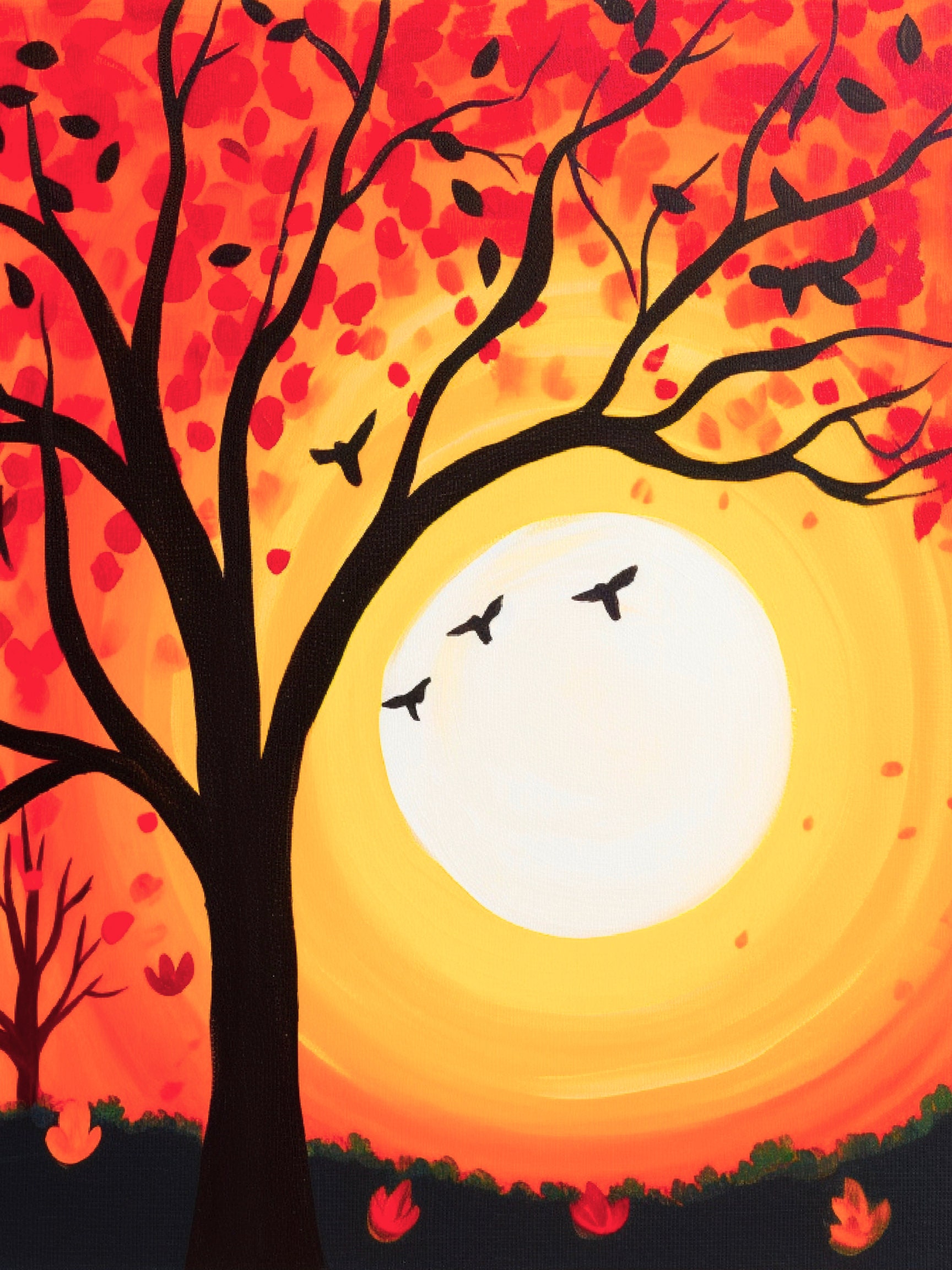 Fall Scene DIY Paint Party Printable, Pre Drawn Canvas, Instant ...