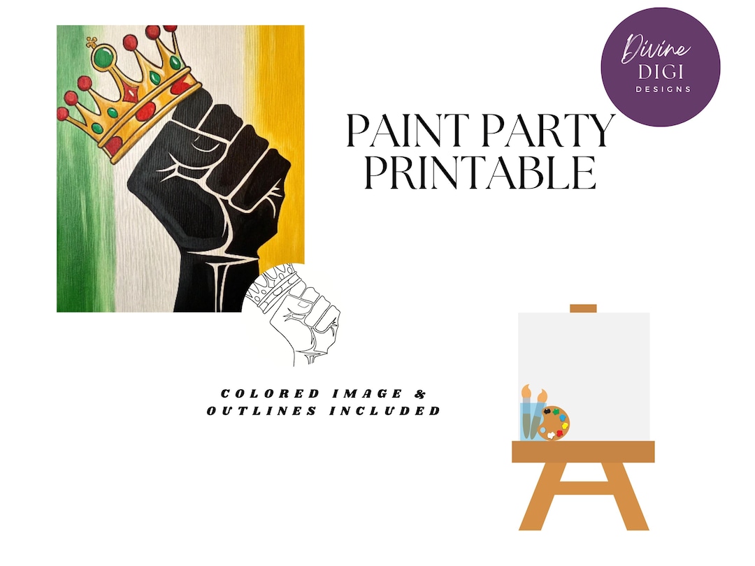 Power Fist With Crown DIY Paint Party Printable (PNG Digital Download ...