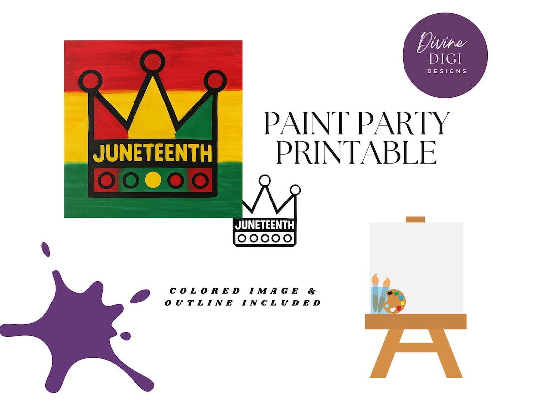 Juneteenth Crown| DIY Paint Party Printable|instant Download|canvas Art ...