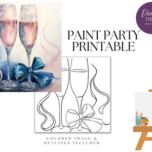 Let's Toast, DIY Paint Printable, Pre Drawn Canvas, Instant Download ...