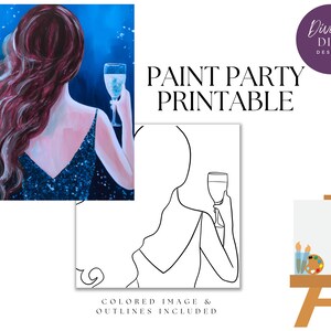 Let's Celebrate ! DIY Paint Party,printable, Pre Drawn Canvas, Instant ...