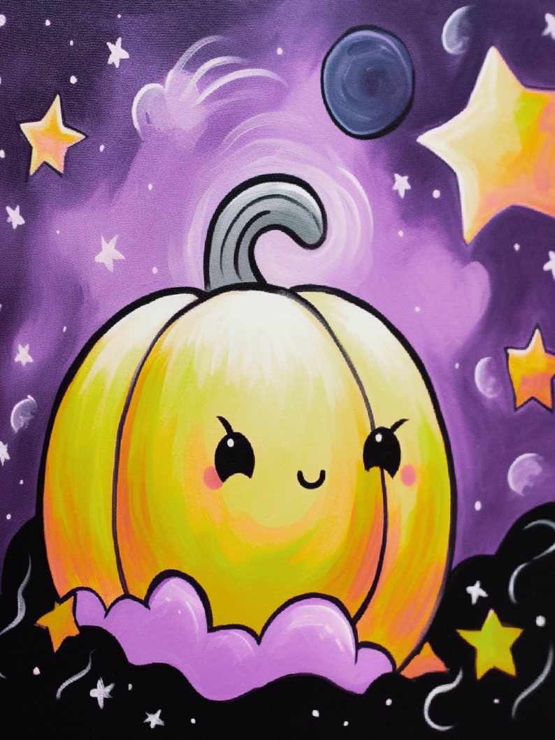 Cute Pumpkin Paint Party Printable, Kids Coloring Page (PNG Digital ...