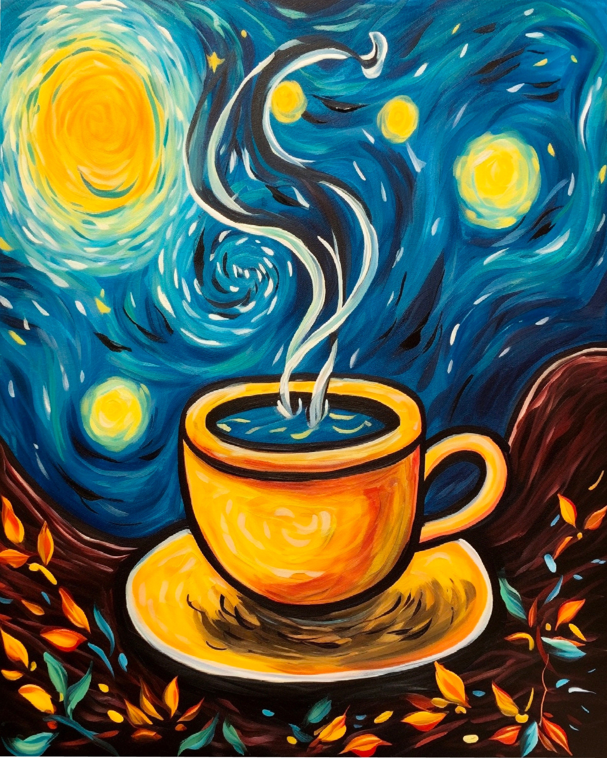 Starry Night Coffee Paint Party Printable (digital Download) - Etsy