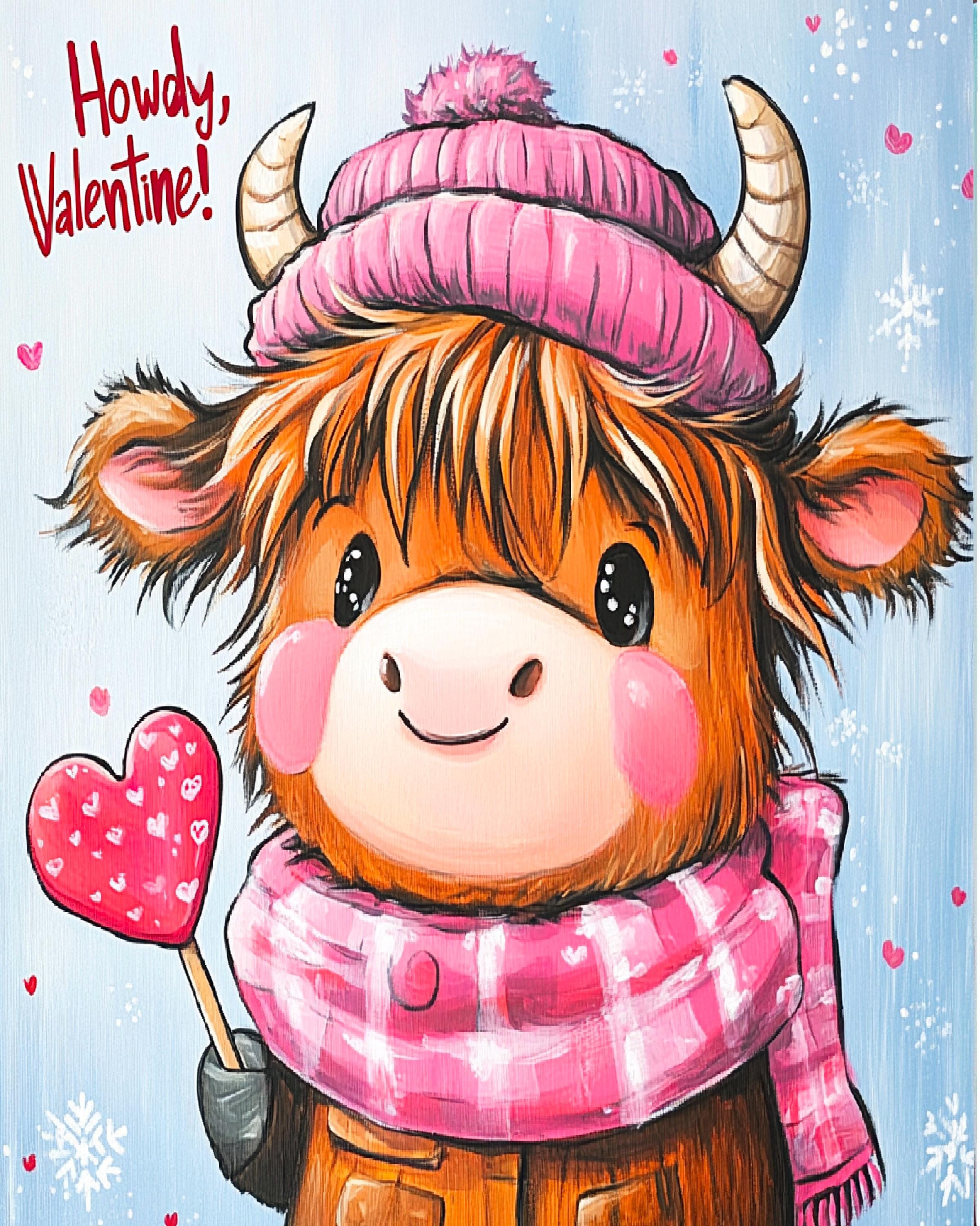 DIY Paint Party Printable, Pre-drawn Cute Highlander Cow Canvas ...