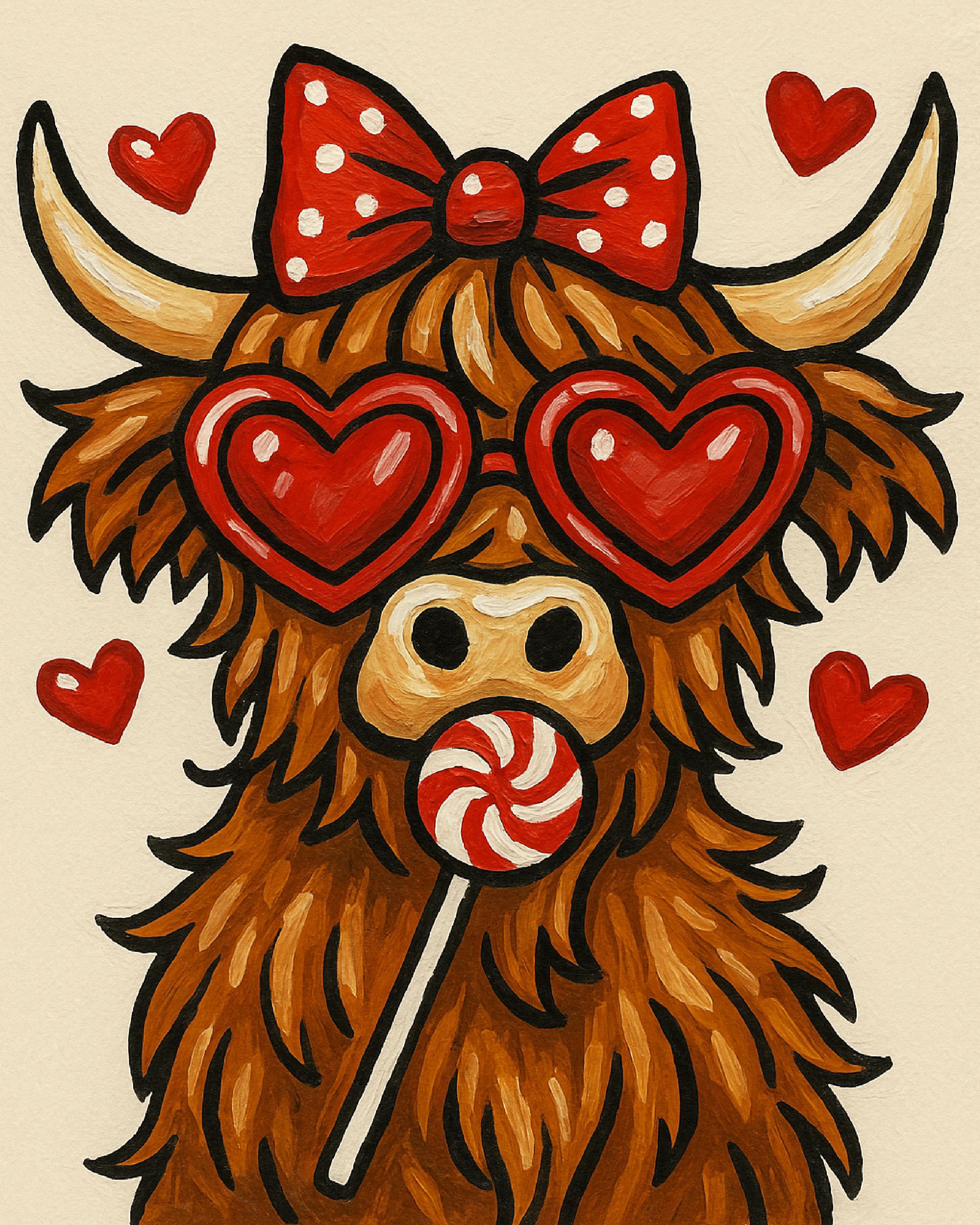 Valentine's Highland Cow Paint Party Printable| Galentine's Day| DIY ...