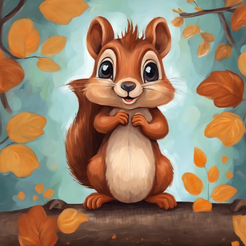 Fall Squirrel Paint Party Template, DIY Coloring Page (digital Download ...