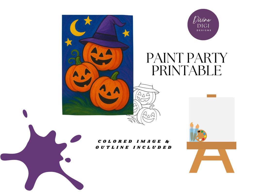 Happy Pumpkins Paint Party Printable: Halloween DIY Coloring Page ...