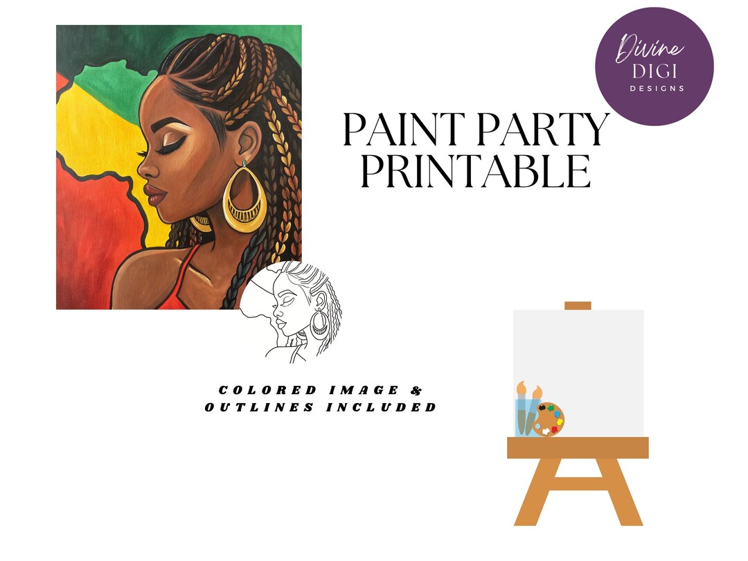 Pre-drawn Queen Paint Party Printable: DIY Canvas Art (digital Download ...