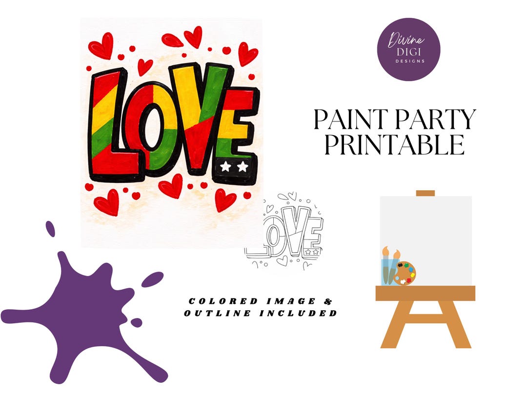 LOVE Pan African Colors DIY Paint Party Printable (digital Download) - Etsy
