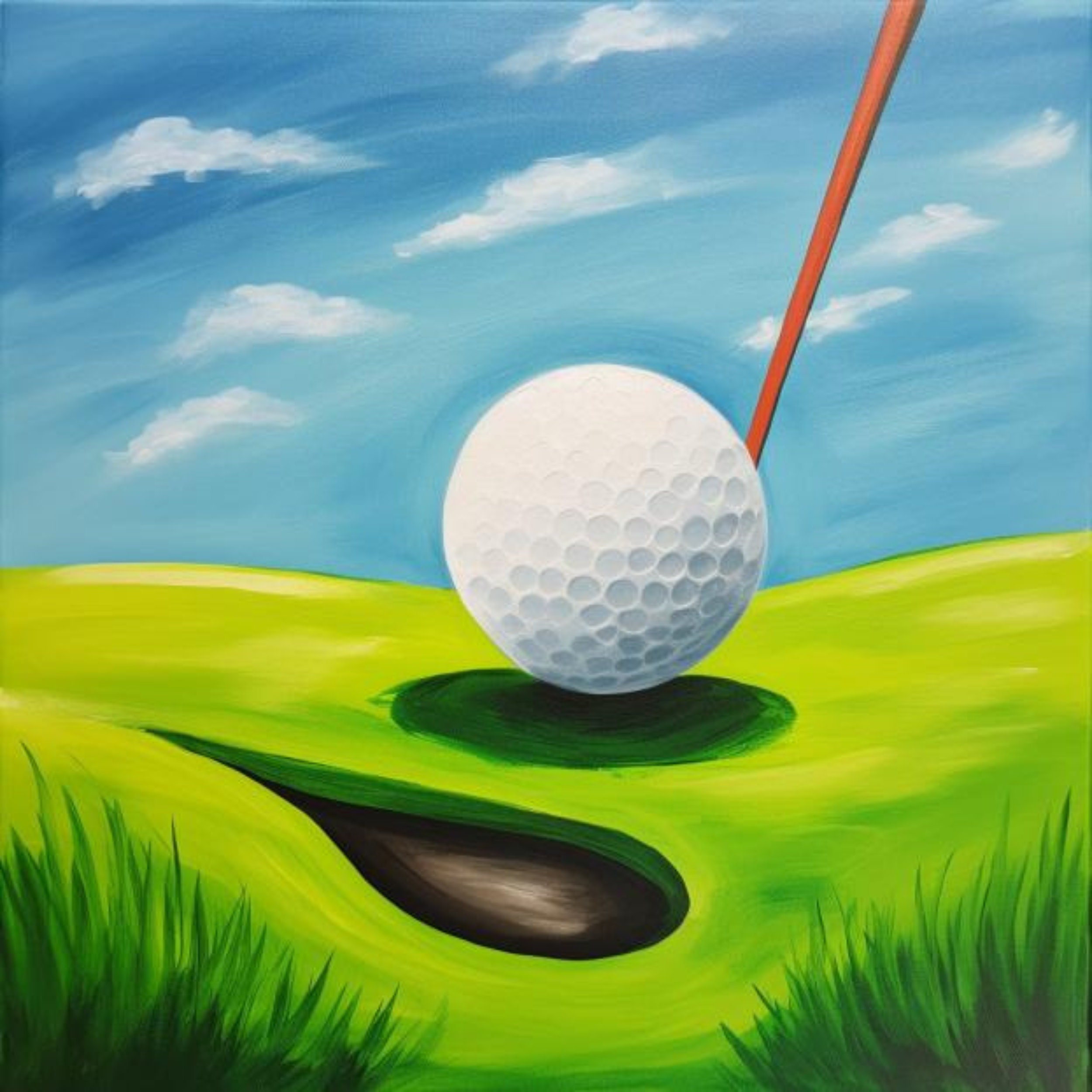 DIY Paint Party Printable, Pre-drawn Cute Golf Put and Ball Instant ...