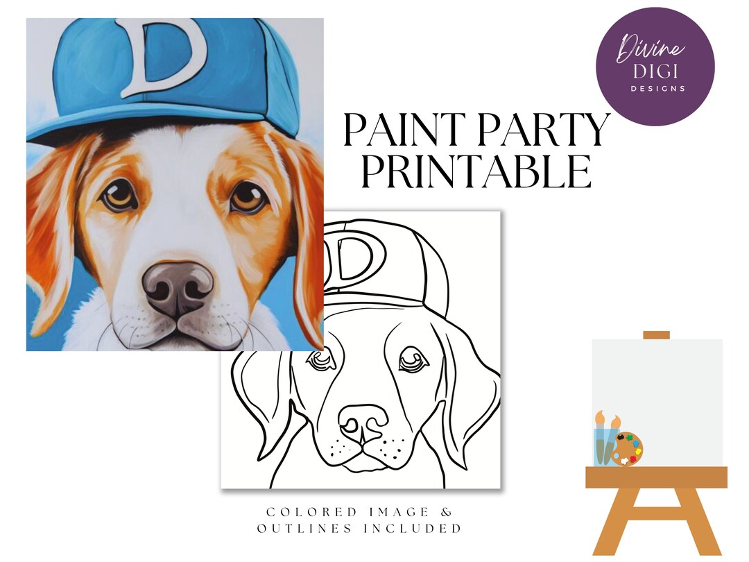 DIY Paint Party Printable, Pre-drawn Master's Pup, Instant Download ...