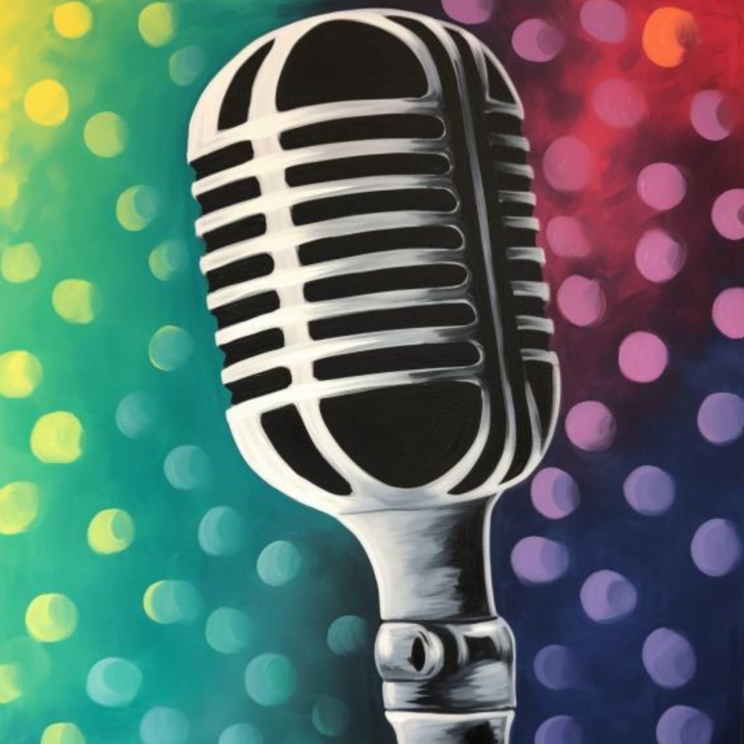 DIY Paint Party Printable, Pre-drawn Cute Microphone Music Vibes ...