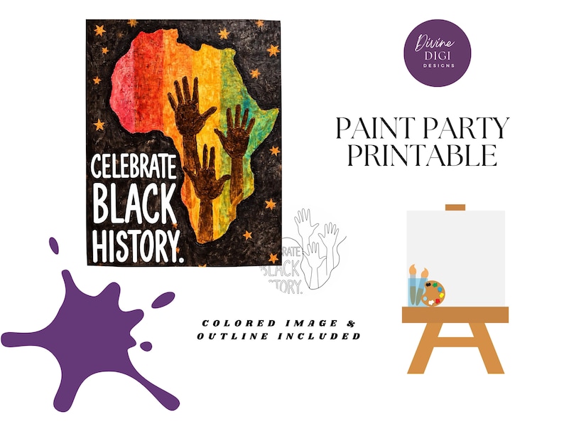 Celebrate Black History Paint Party Printable (digital Download) - Etsy