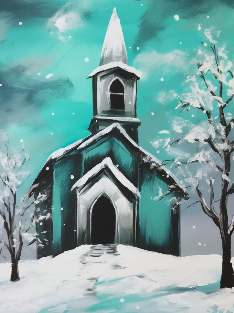 Pre-drawn Church Canvas: DIY Paint Party Printable (PNG Digital ...