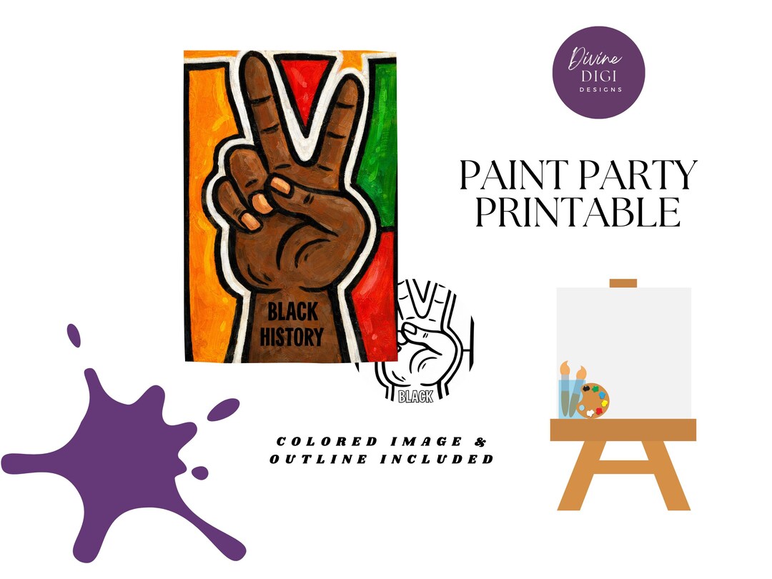 Black History 'peace Sign Paint Party Printable (digital Download) - Etsy