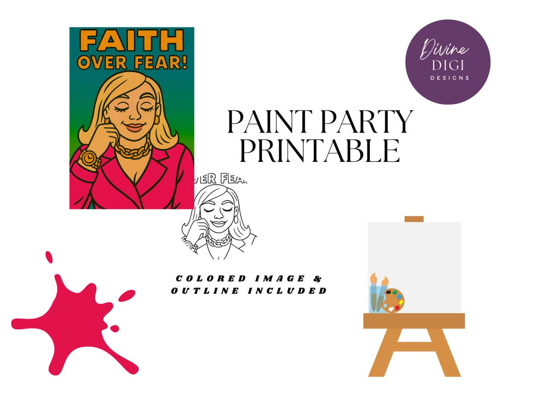 Faith Over Fear Paint Party Printable: Inspirational Canvas Art ...